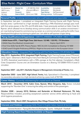 Elisa Perini Curriculum Vitae pdf | PDF | Air Travel | Travel Type