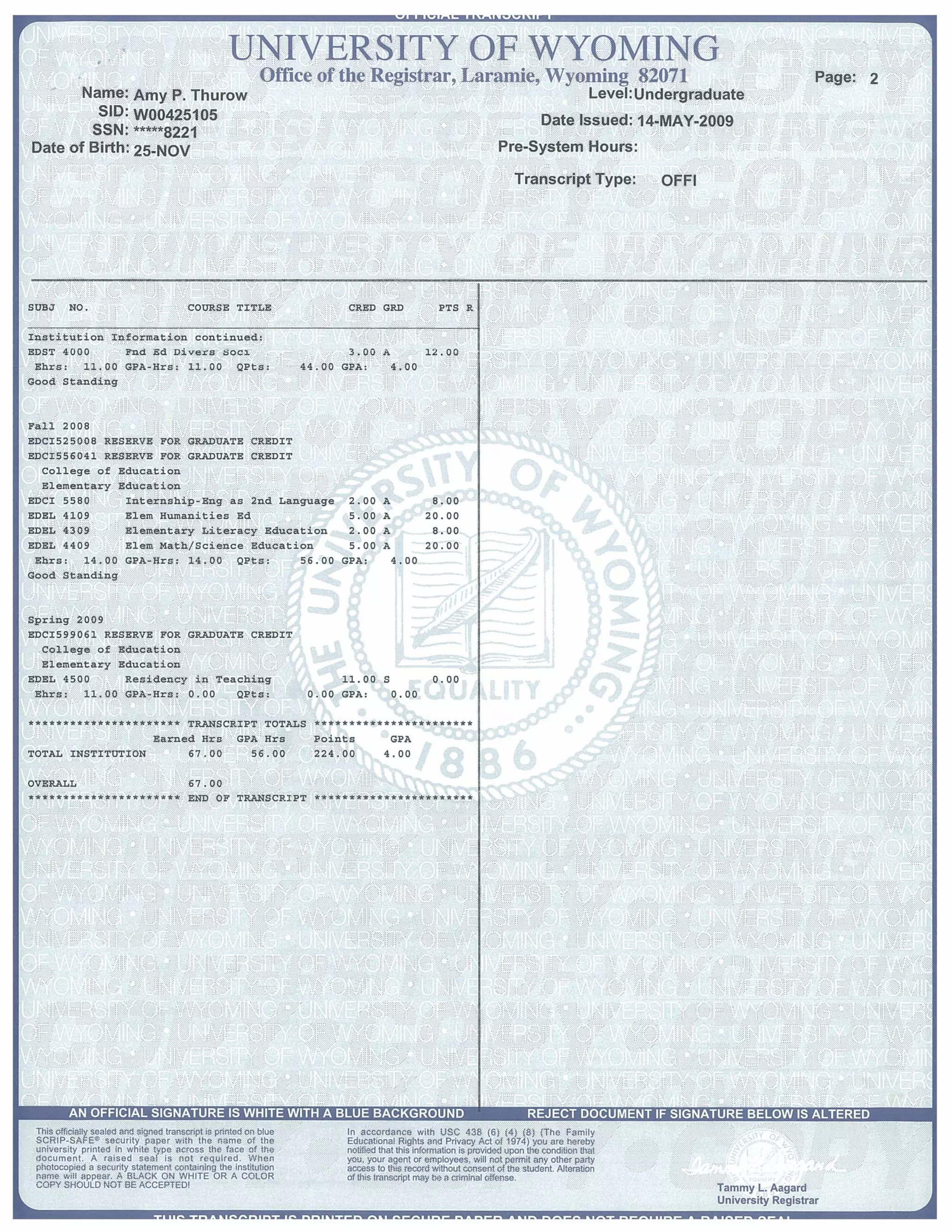 UW_Transcript_Thurow | PDF