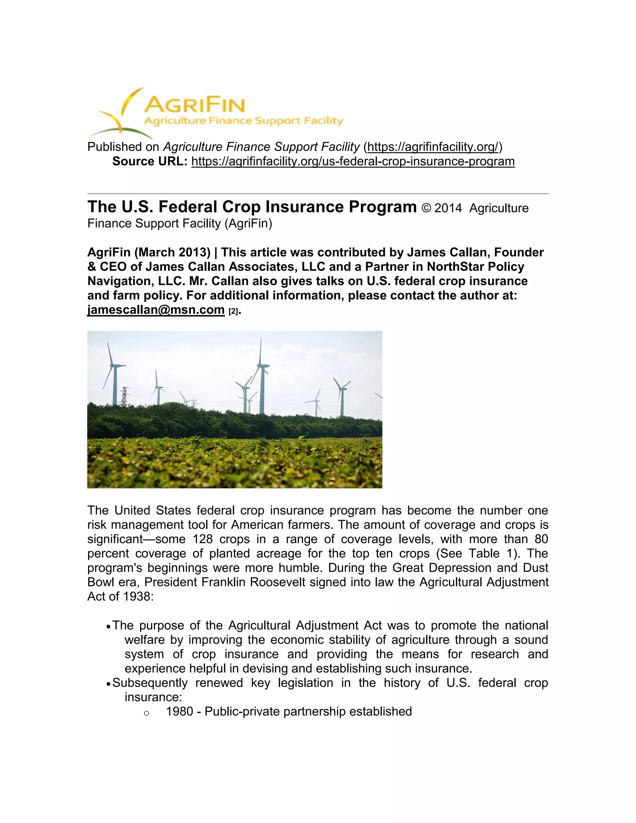 The U_S_ Federal Crop Insurance Program | PDF