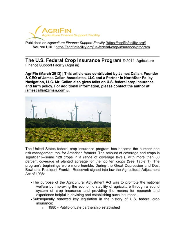 The U_S_ Federal Crop Insurance Program | PDF