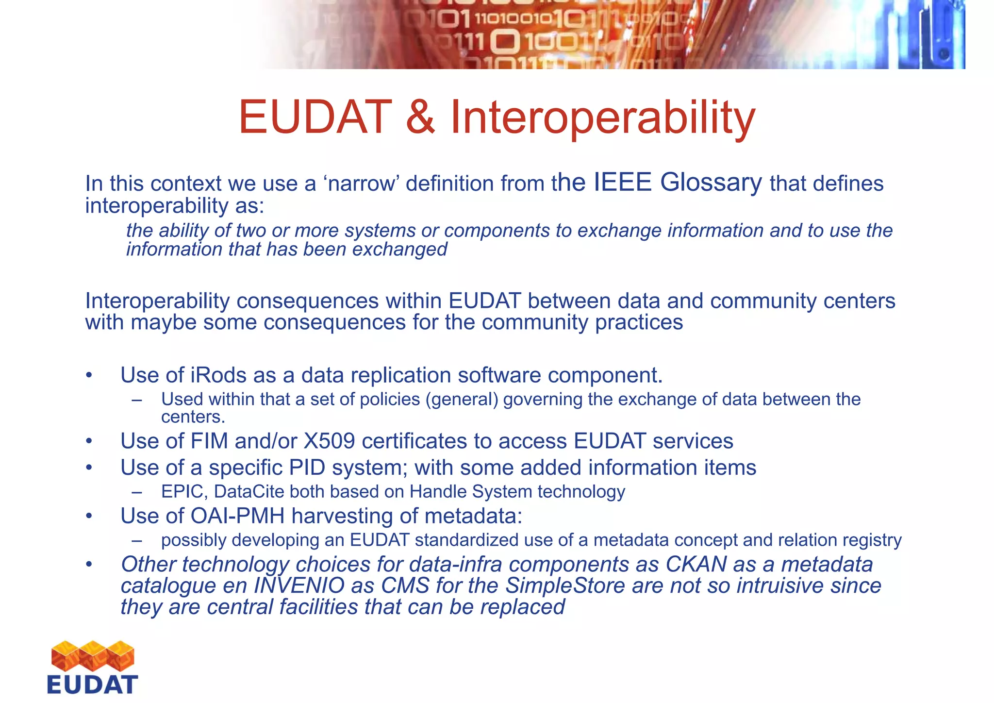 EUDAT data architecture and interoperability aspects – Daan Broeder | PDF | Databases | Computer ...