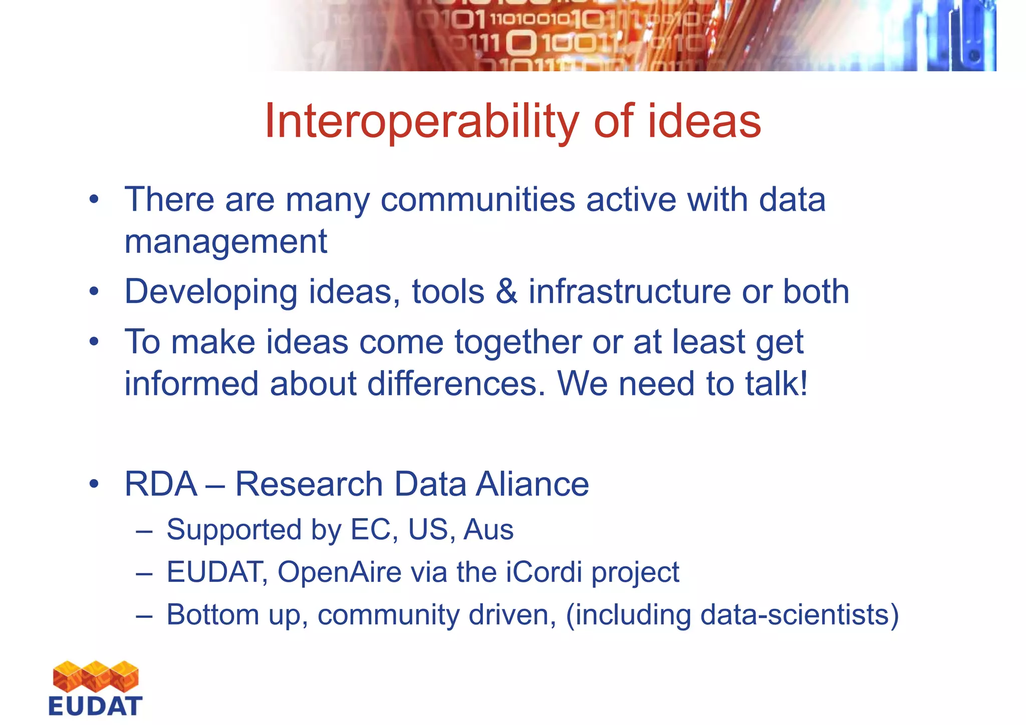 EUDAT data architecture and interoperability aspects – Daan Broeder | PDF | Databases | Computer ...