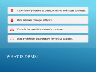 Database_Models objectives of DBMS .pptx | Databases | Computer Software and Applications