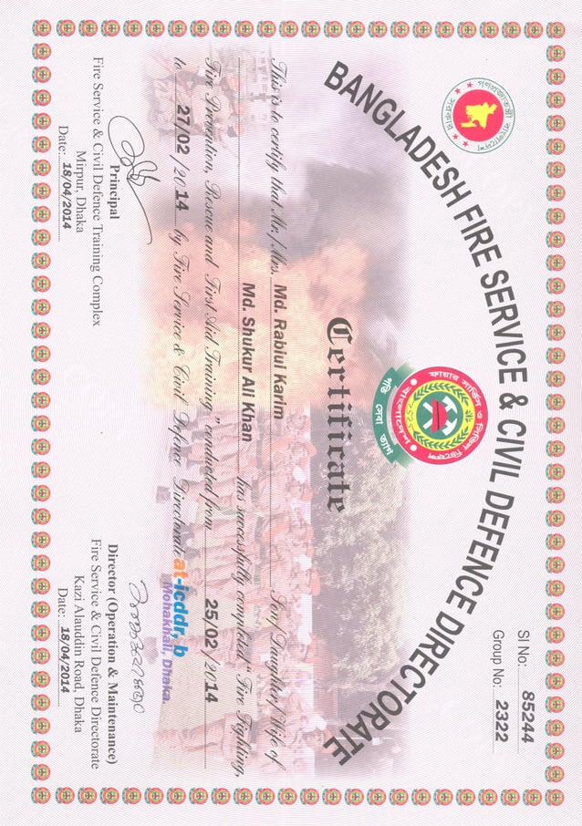 Fire Training Certificate | PDF