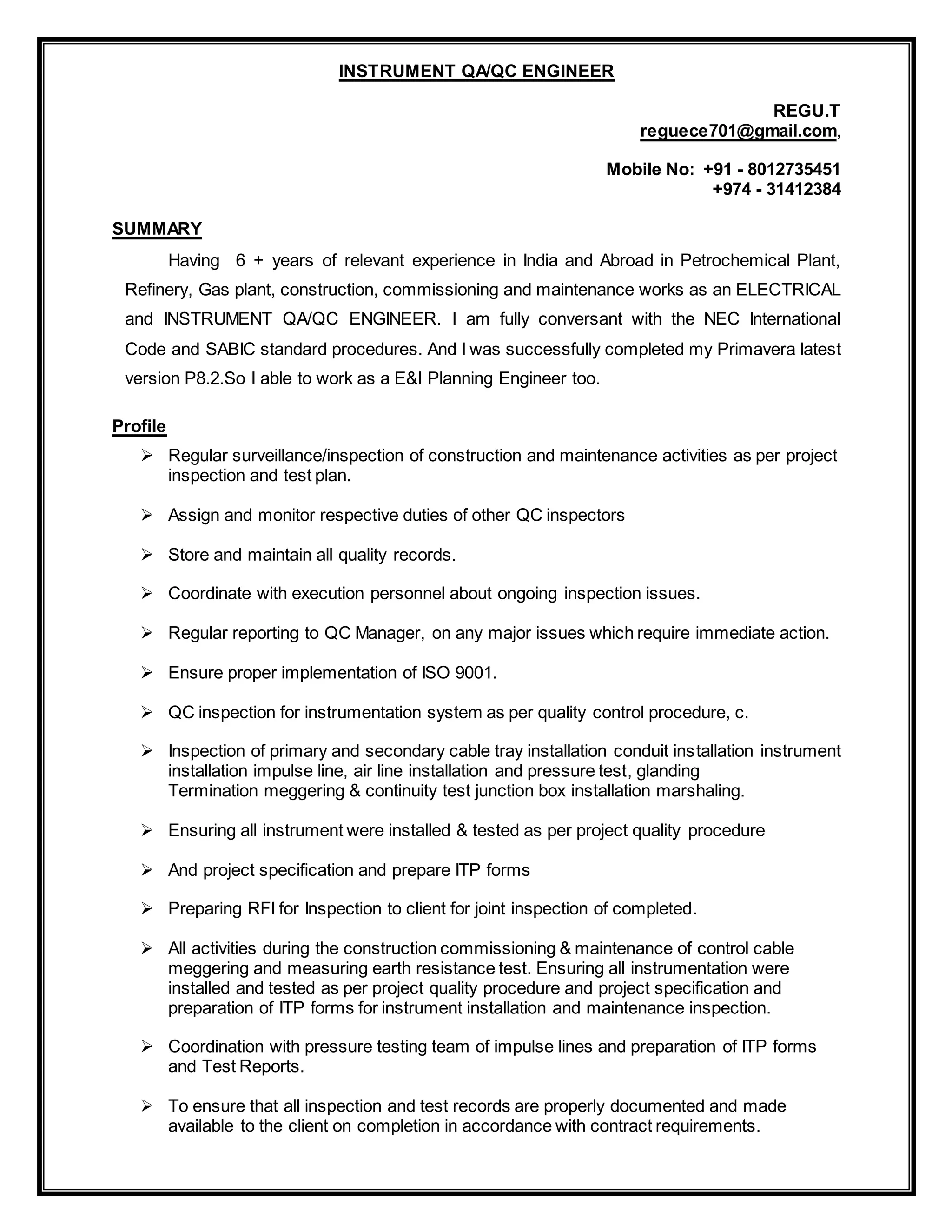 INSTRUMENT QA QC INSPECTOR | DOCX