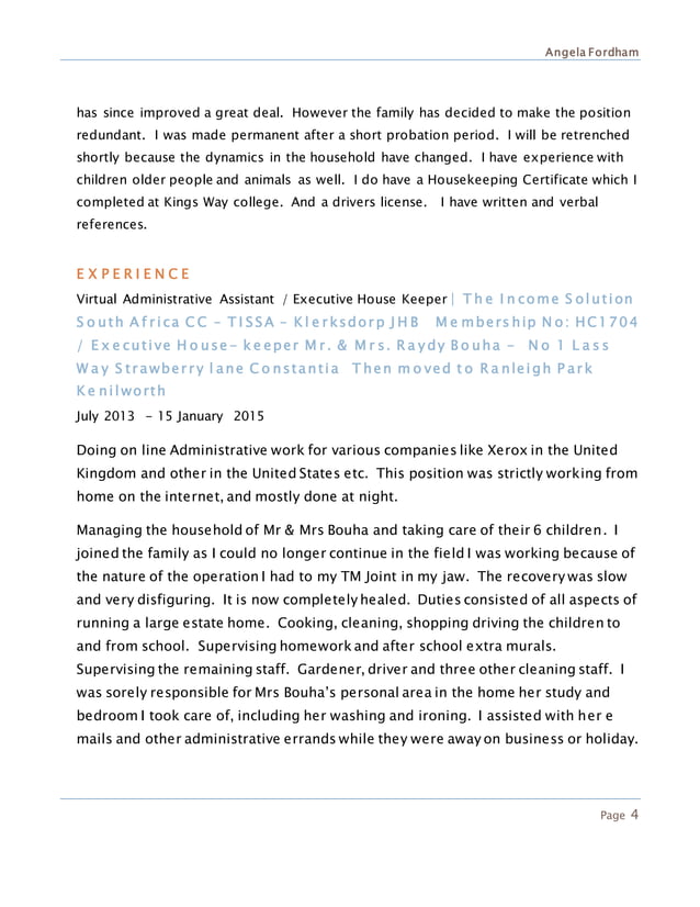 Angela Fordham Resume 2015 Current | PDF