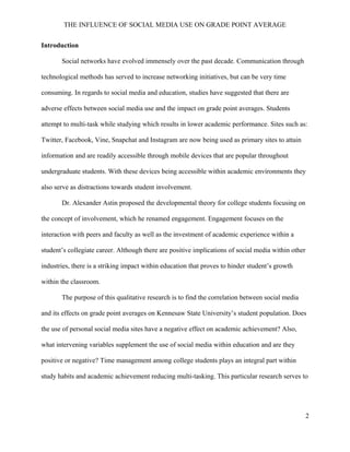 Social Media & Academic Acheivement- Group Research Proposal | DOC