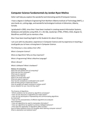 Computer Science fundamentals by Jordan Ryan Molina | PDF