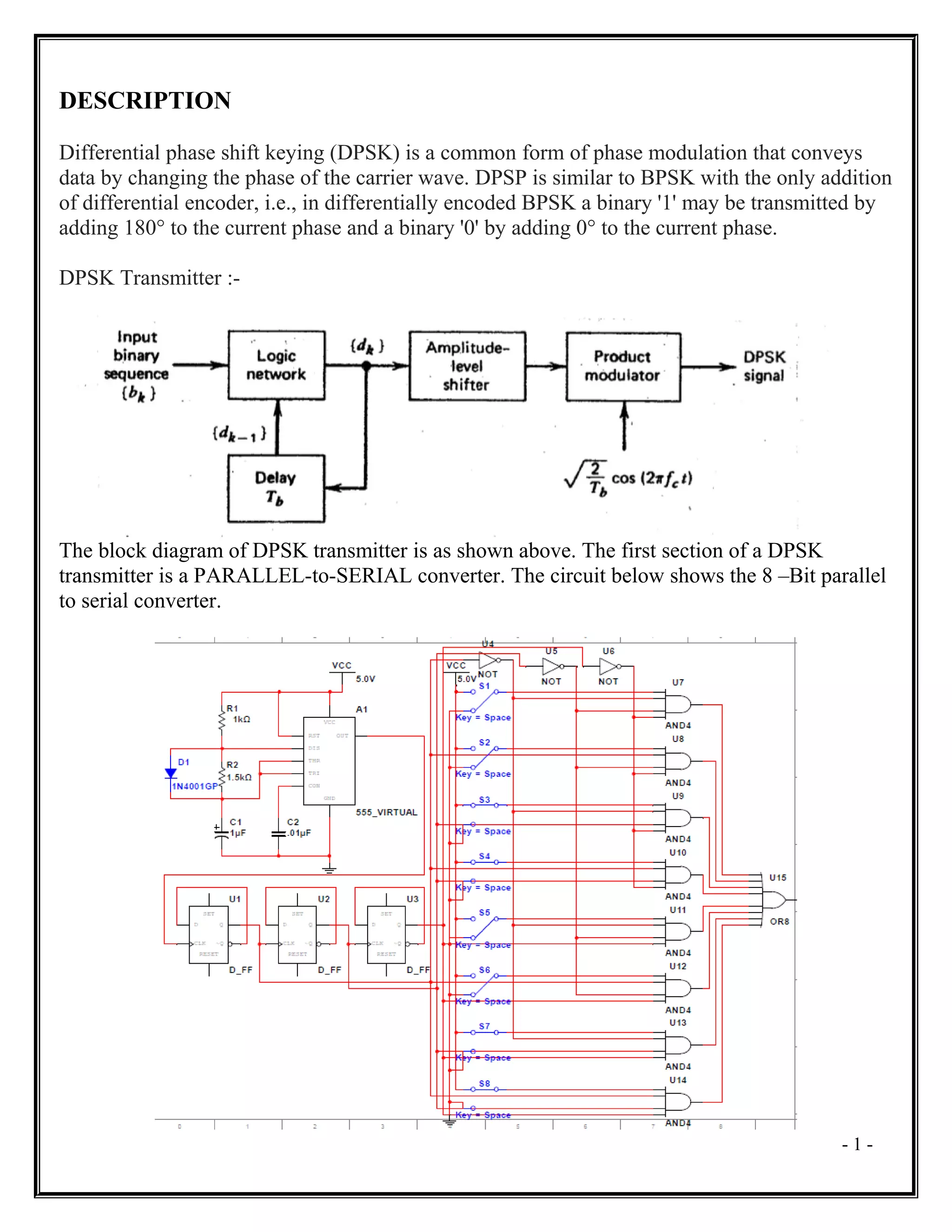 DPSK(Differential Phase Shift Keying) transmitter and receiver | DOC