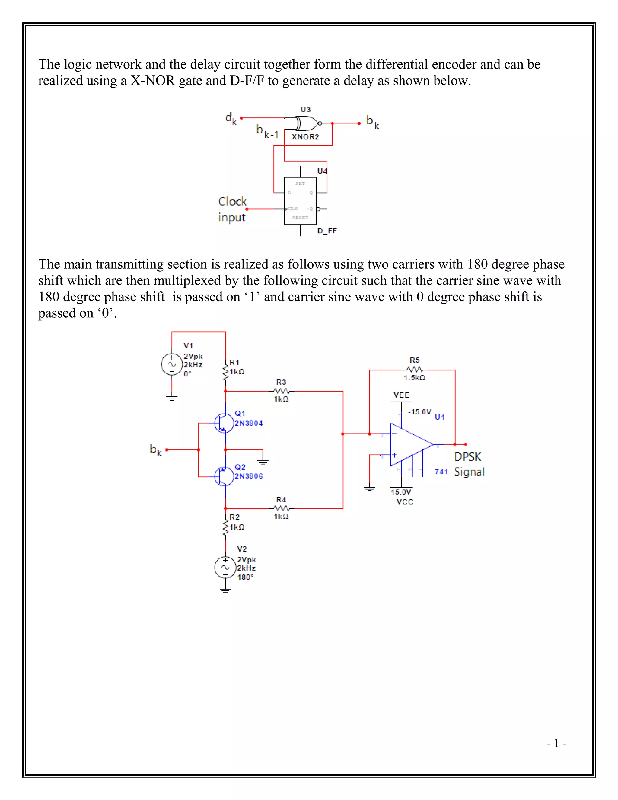 DPSK(Differential Phase Shift Keying) transmitter and receiver | DOC