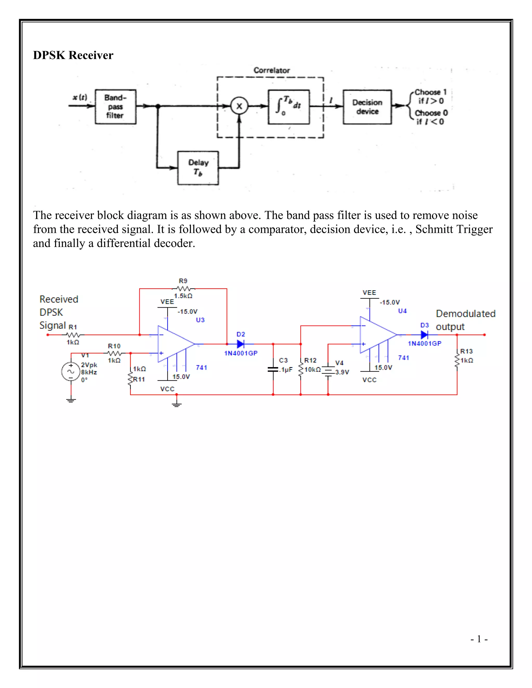 DPSK(Differential Phase Shift Keying) transmitter and receiver | DOC