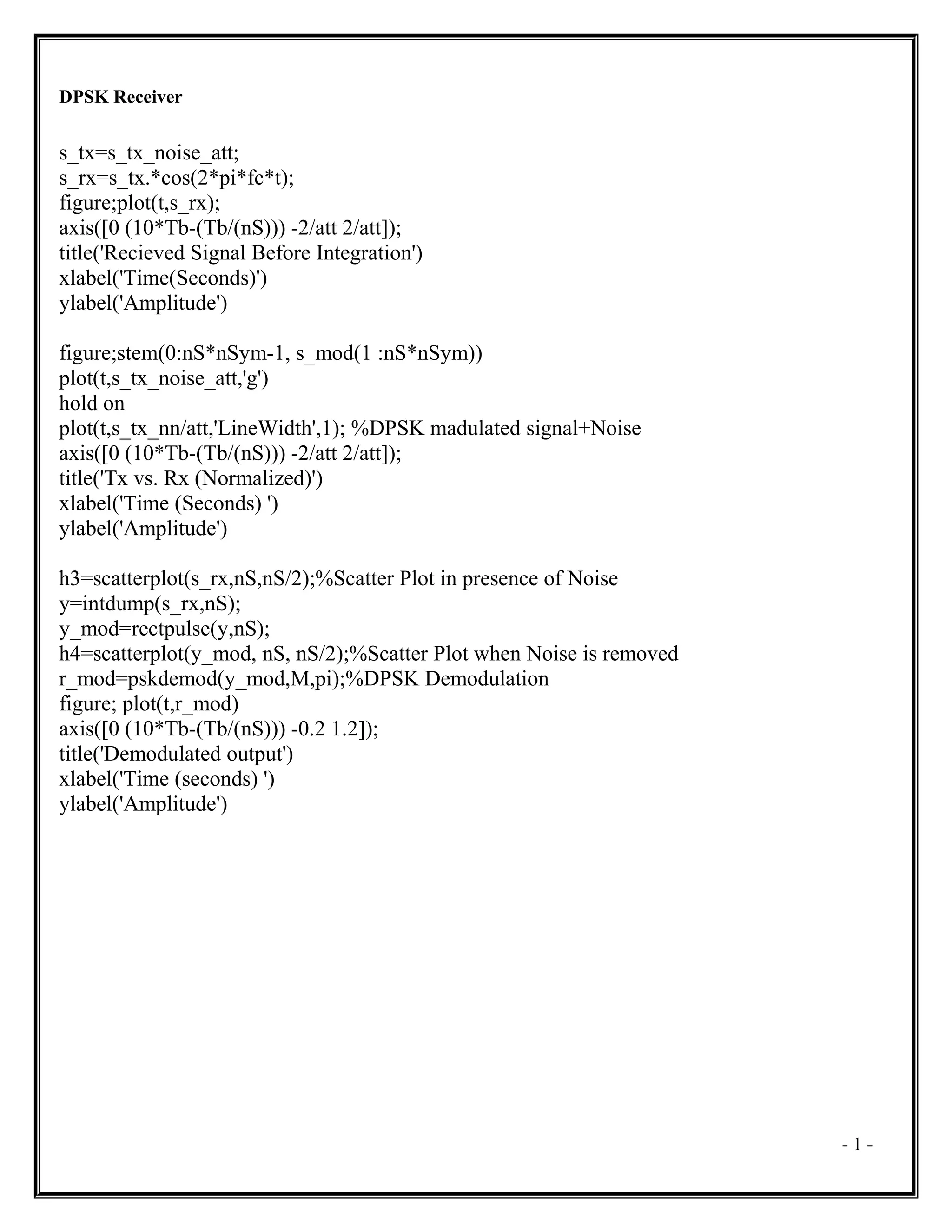 DPSK(Differential Phase Shift Keying) transmitter and receiver | DOC
