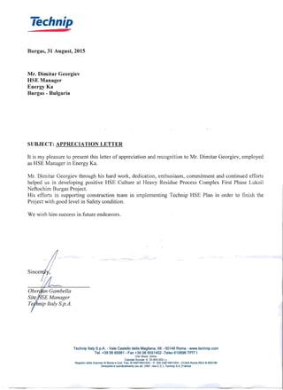 APPRECIATION LETTER (Tecnip) | PDF