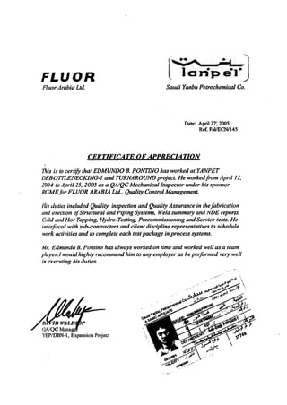 8. FAL - YANPET Employment Certificate | PDF