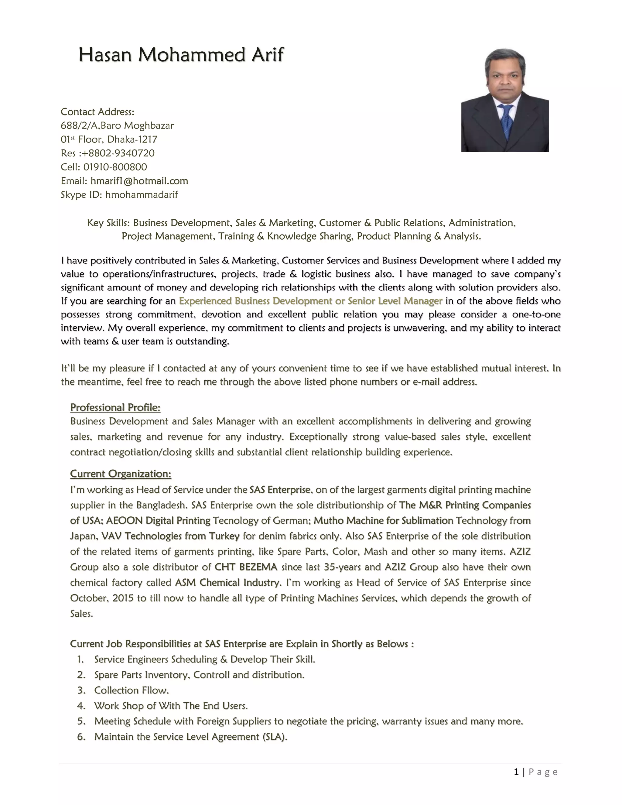 Resume of Hasan Mohammad Arif | PDF