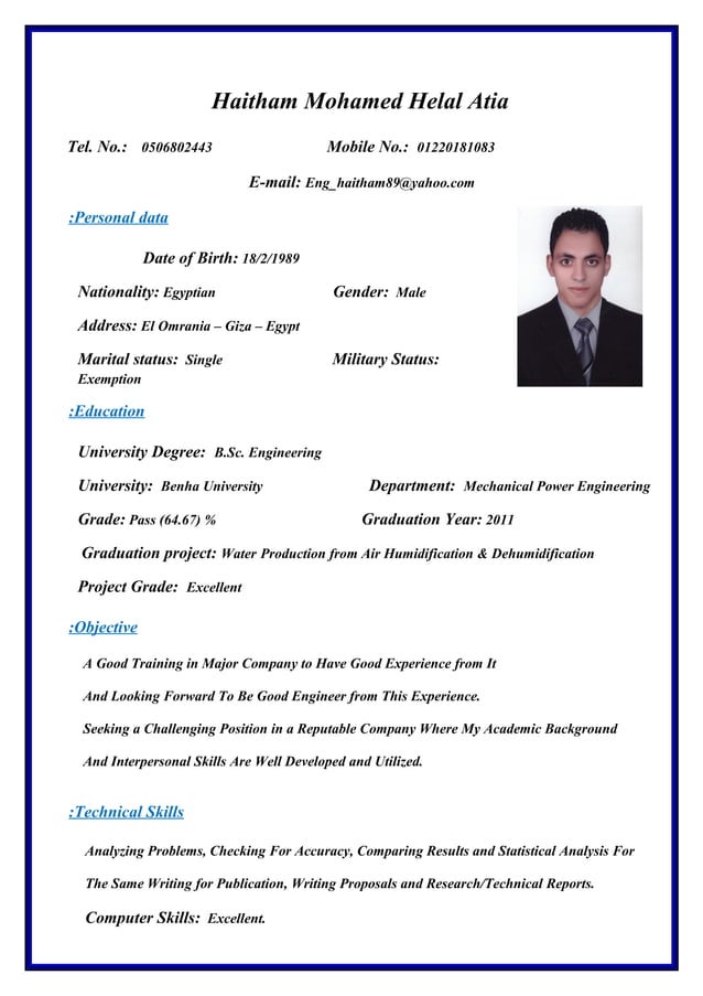 haitham cv | DOC | Civil Engineering Industry | Industries