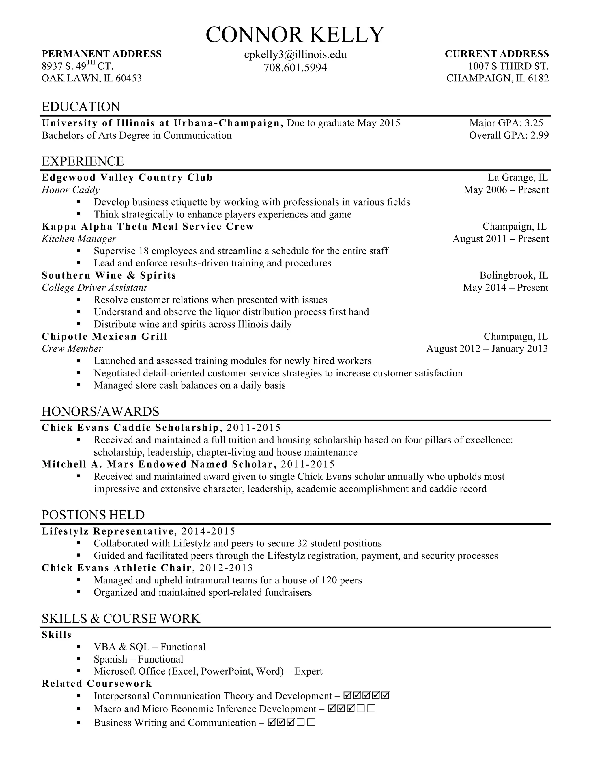 Connor Resume 150414 | PDF | College Sports | Sports