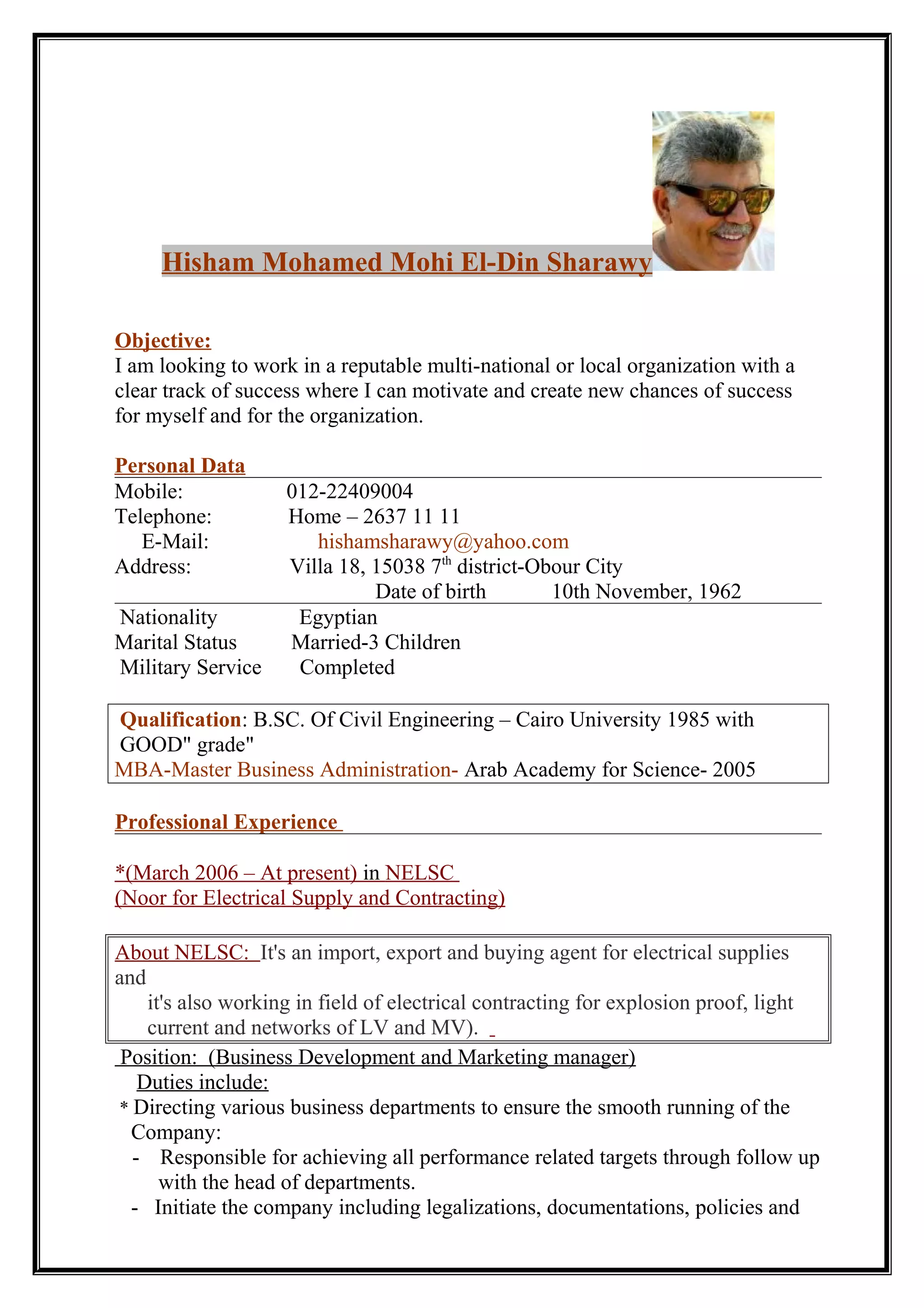 Hisham CV3 Mngt Mrkt | PDF