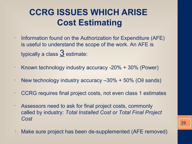 ASSET LIFE CYCLE COST ESTIMATING AND THE CCRG Rev4 | PPT