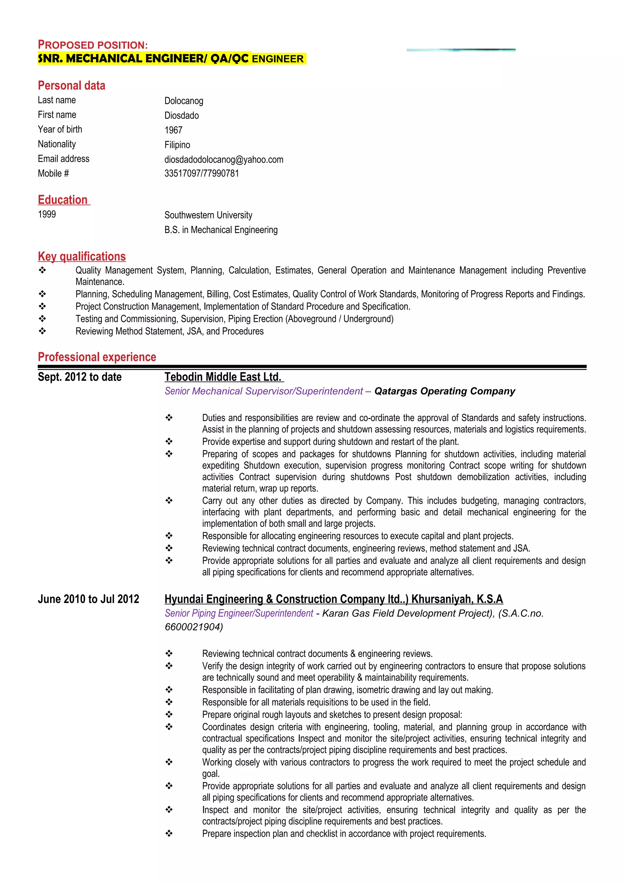 Diosdado CV (updated)(1) | DOC