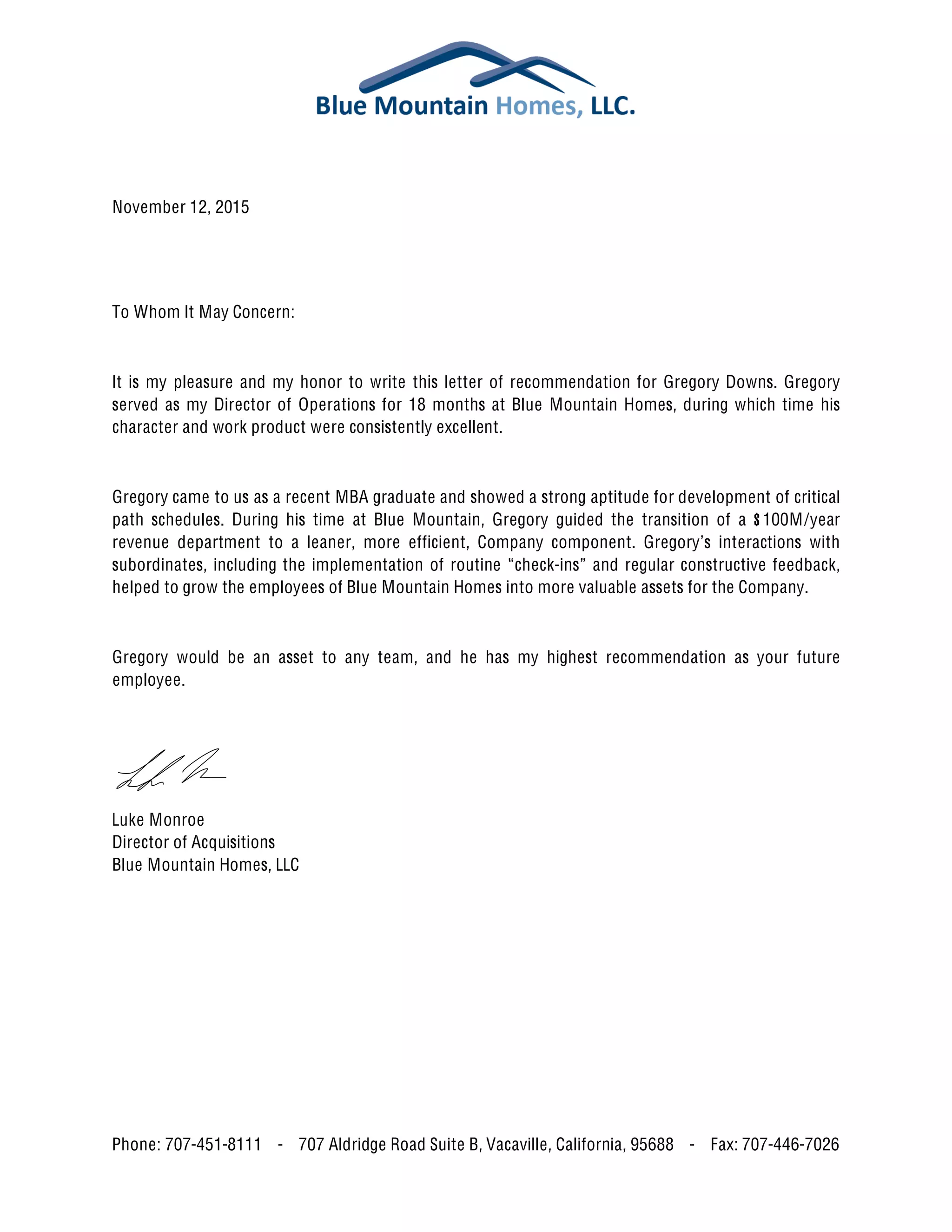 Letter of Recommendation_Blue Mountain Homes | PDF