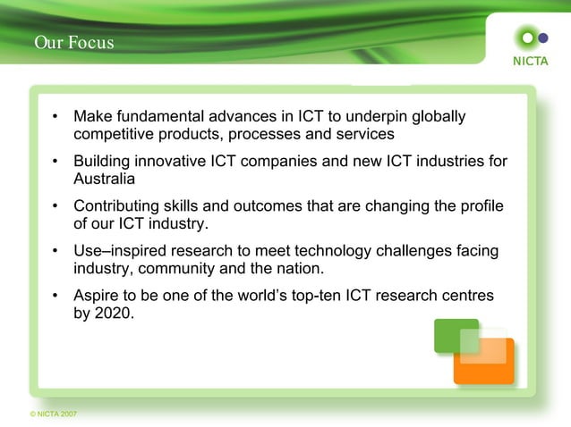 Dean Economou - NICTA Overview | PPT