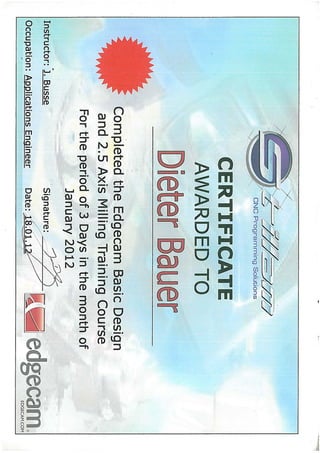 Certificate Edgecam | PDF