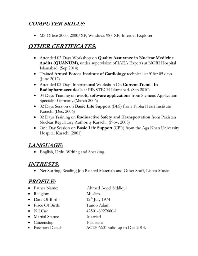 CV KHURRAM NCT Updated | PDF