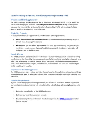 Understanding the FERS Annuity Supplement | Smarter Feds | DOCX
