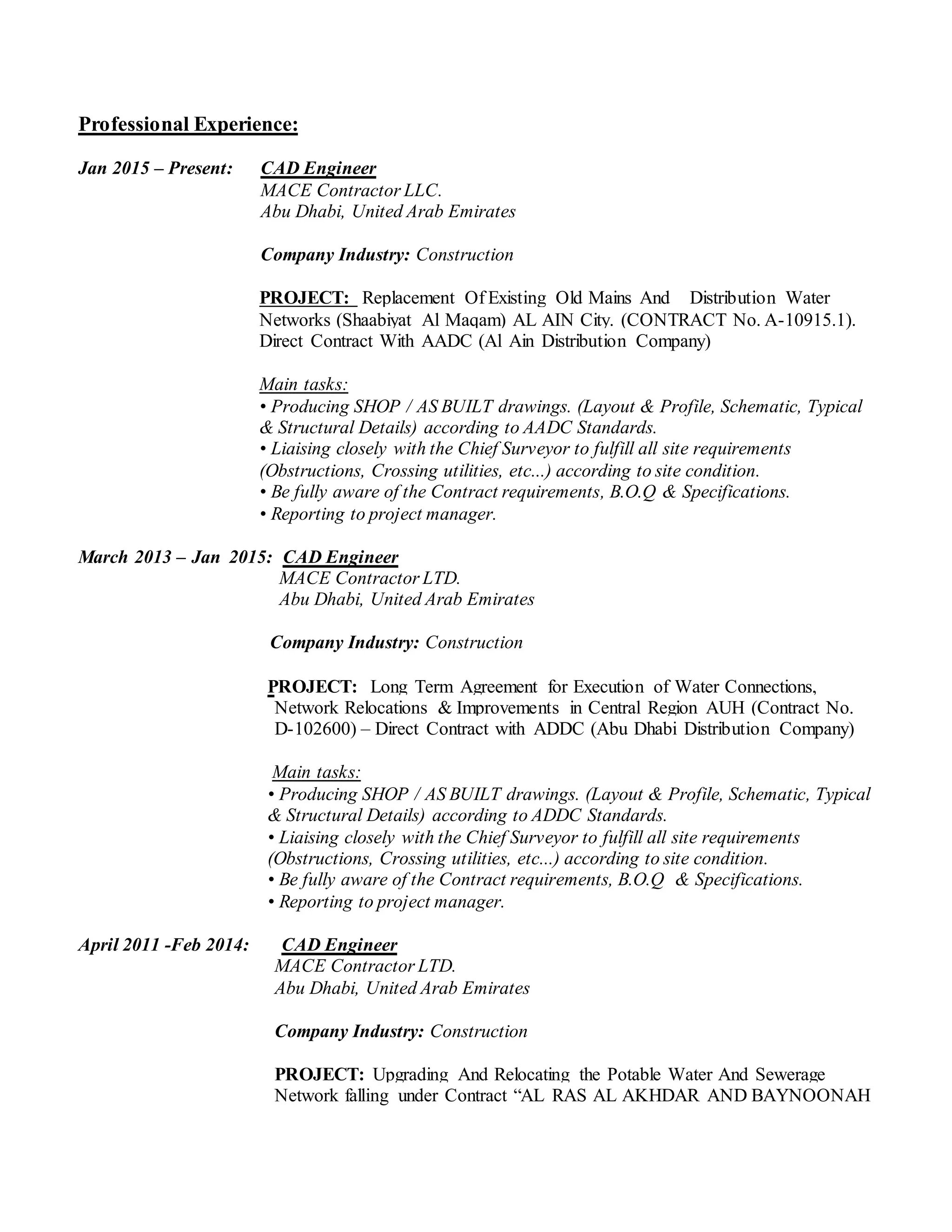 BACHIR CHAKAR CV (7-4-2015) | DOCX | Civil Engineering Industry | Industries