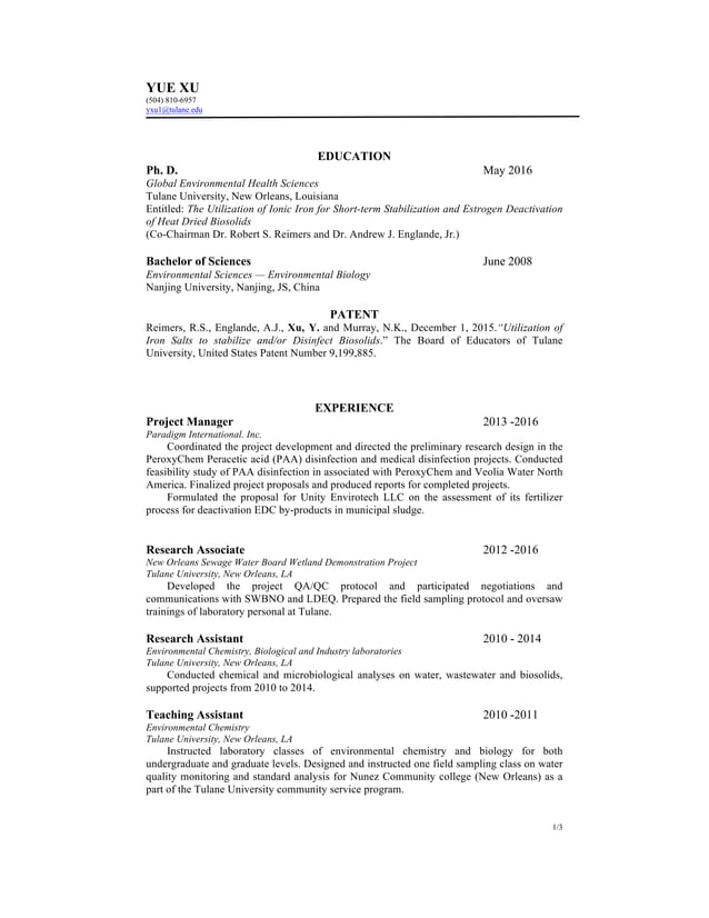 Yue Xu's Resume with Recommendation Letters 2016 | PDF