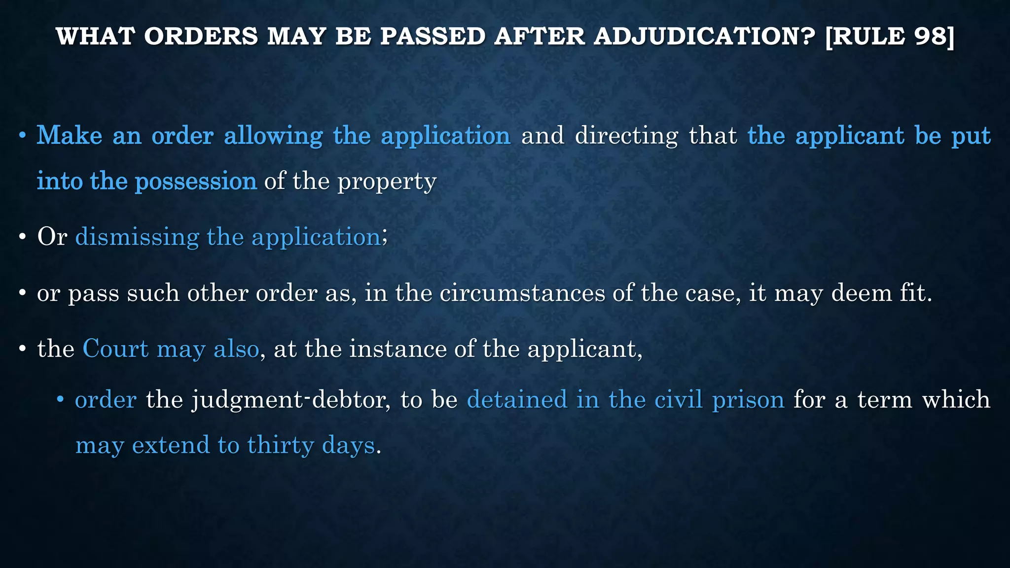 Delivery of property in execution of decree | PPTX