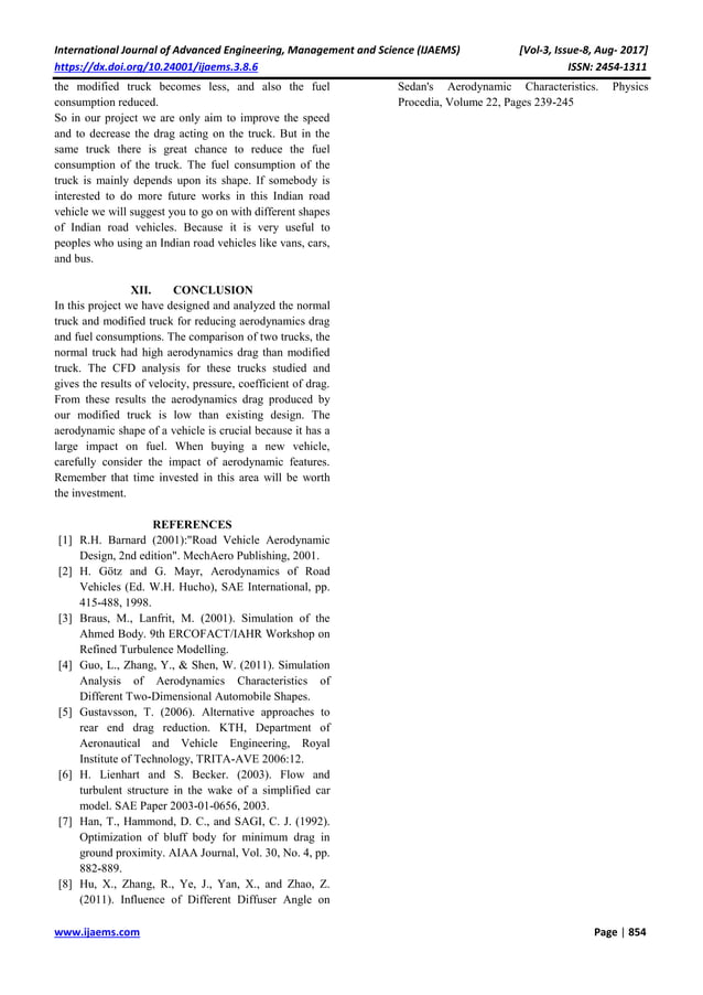 Design modification on Indian Road Vehicles to Reduce Aerodynamic Drag ...