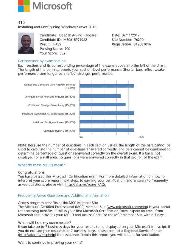 Installing and Configuring Windows Server 2012 Scorereport | PDF | Educational Assessment ...