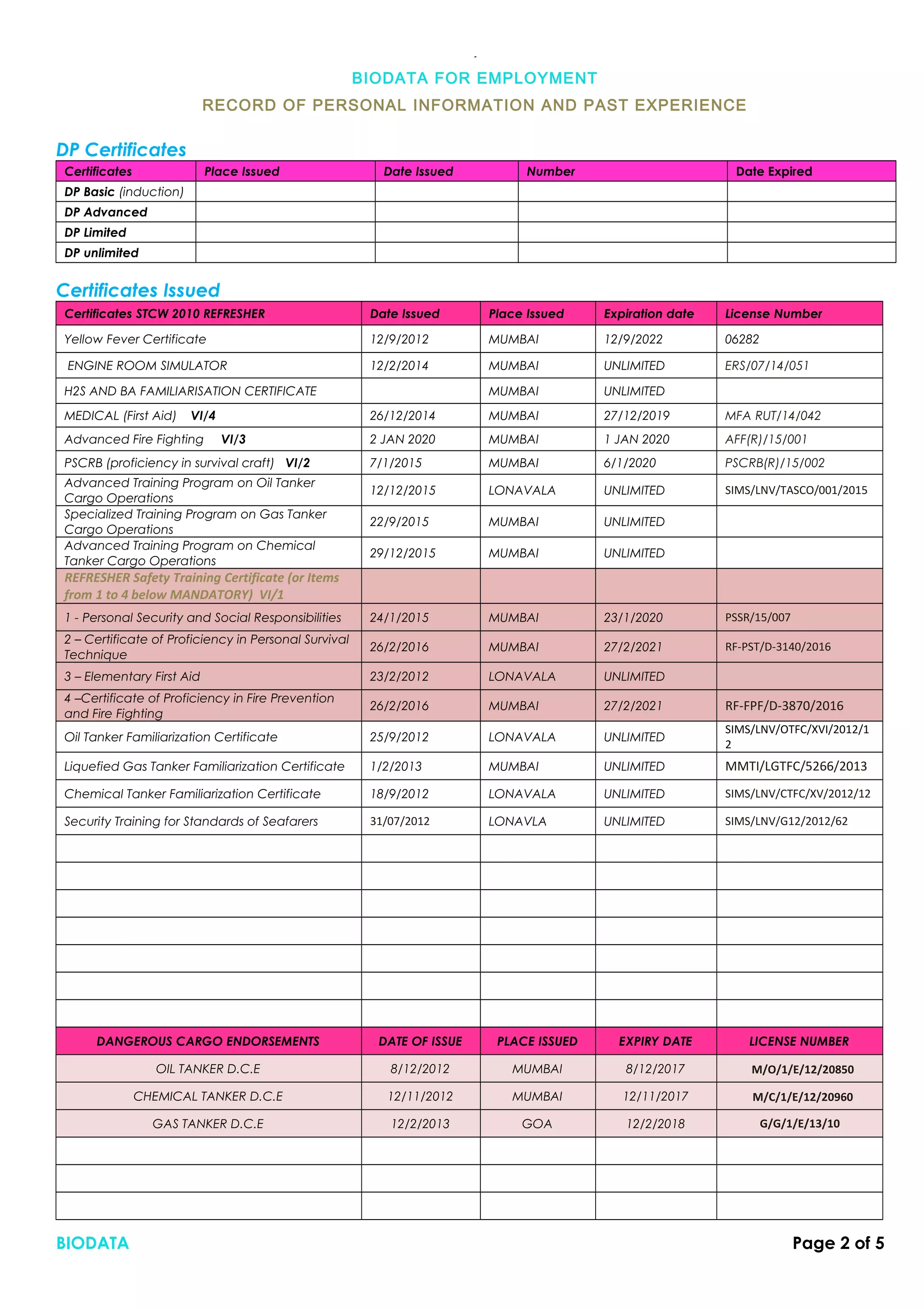 SEAFARER'S APPLICATION FORM | DOC