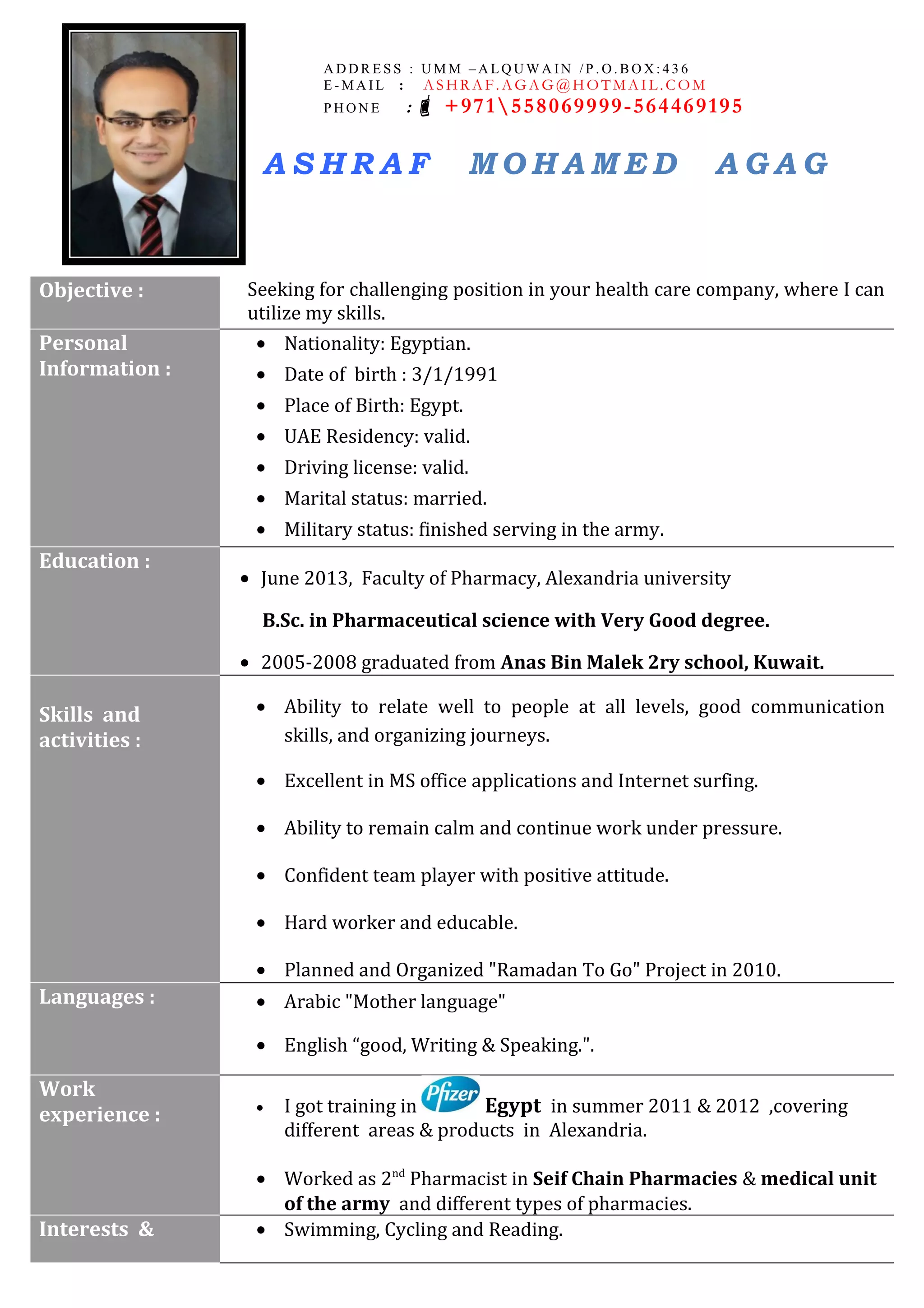 ashraf c.v uae | DOC | Medical Health