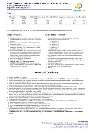 6 HARI HONGKONG SHENZHEN MACAU + DISNEYLAND LEBARAN | PDF