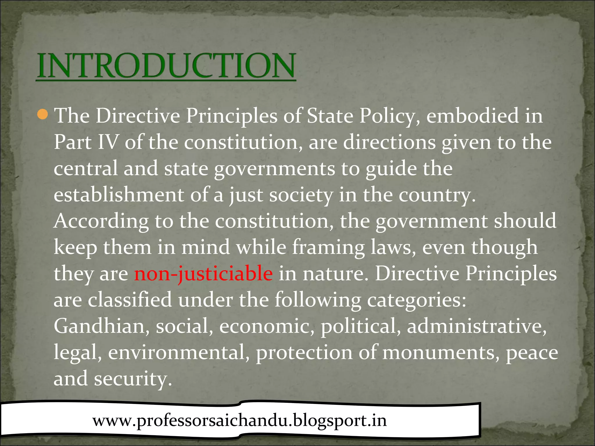 directive principles of state policy in india by Indian Constitution | PPT