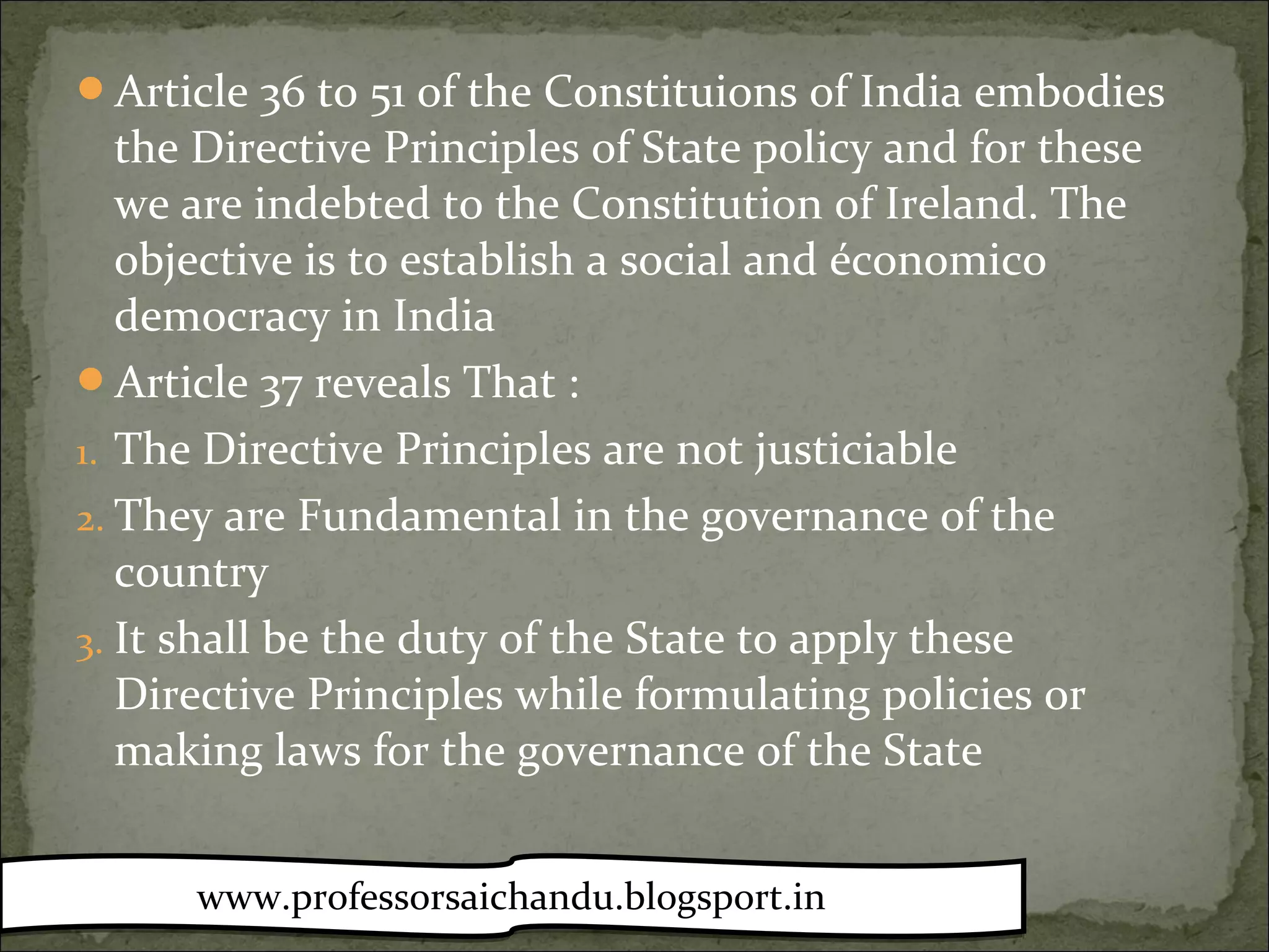 directive principles of state policy in india by Indian Constitution | PPT