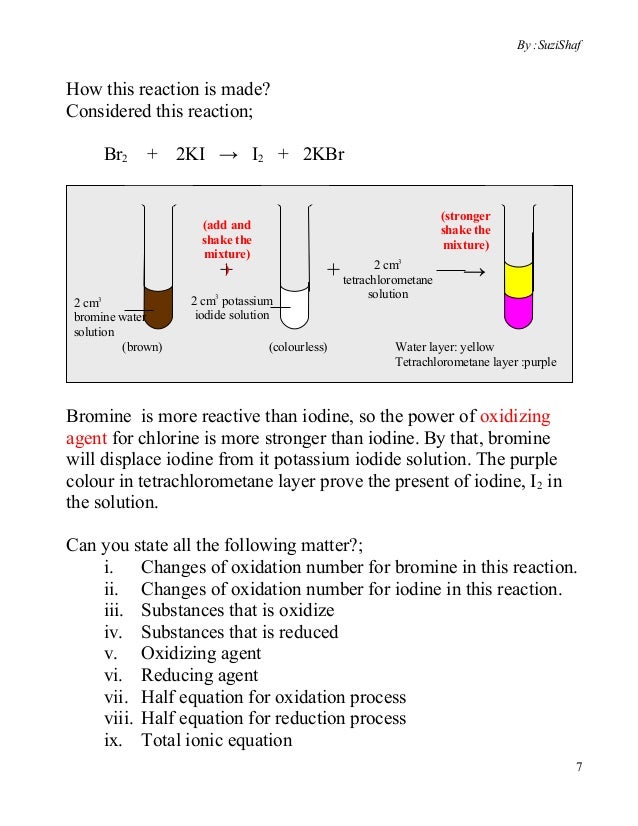 6 Displacement Of Halogen From Its Halide Solution