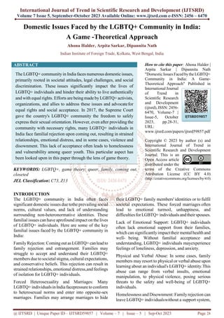 Domestic Issues Faced by the LGBTQ Community in India A Game ...