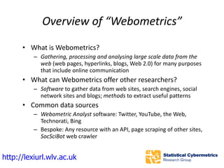 Mike Thelwall: Introduction to Webometrics | PPT