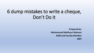 Pertinent Points of a cheque for examination | PPT