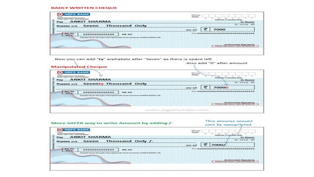 Pertinent Points of a cheque for examination | PPT