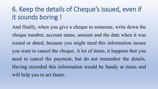 Pertinent Points of a cheque for examination | PPT