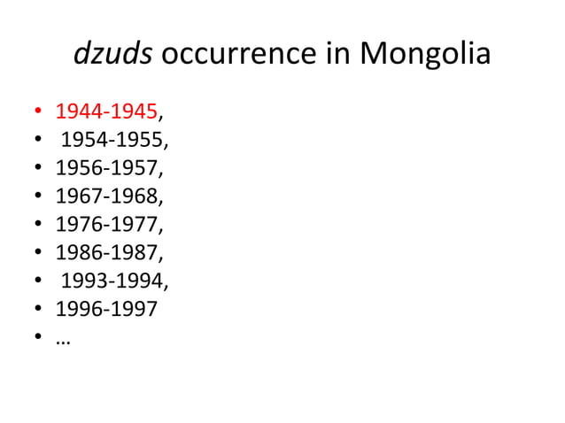 Dzud disaster: (based on IPCC/SREX/2012) | PPTX