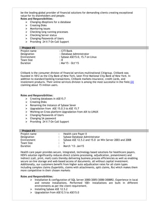 Santhosh sybase dba | PDF