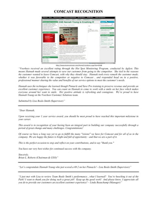 Comcast Recognition | PDF