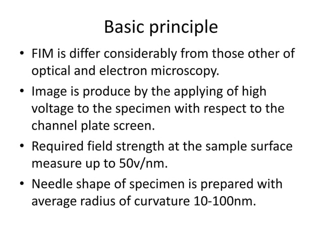 Field Ion Microscopy | PPTX | Chemistry | Science