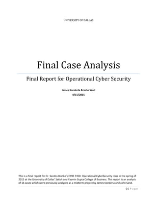Operational CyberSecurity Final Case Report | PDF